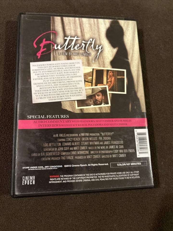 Butterfly DVD Matt Cimber 1981 Stacy Keach USA Pia Zadora R1 Orson Welles OOP 850836005065| eBay