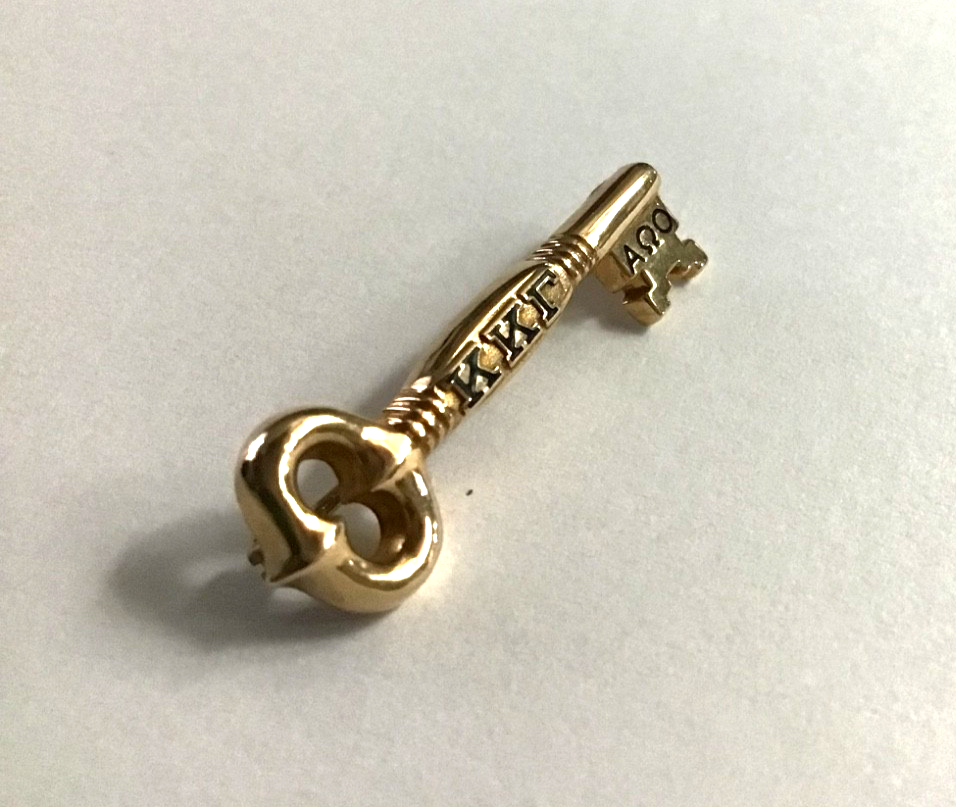 10k Gold Kappa Kappa Gamma Key Sorority Badge Lapel Brooch Pin 2.8g ...