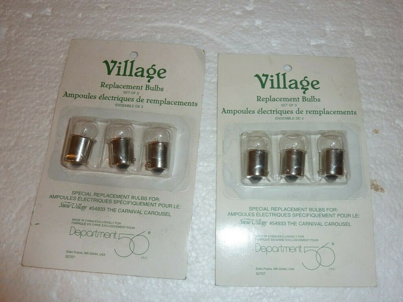 2 New Packs Dept 56 Village Replacement Bulbs 54933 Carnival Carousel S ...