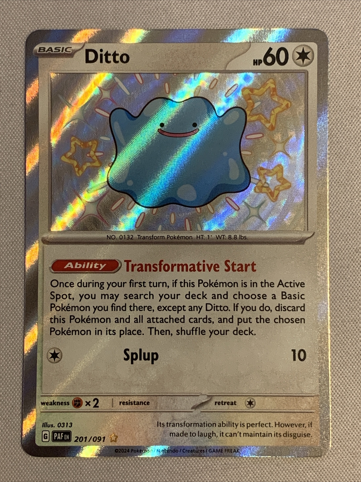 Pokémon TCG Ditto Scarlet & Violet: Paldean Fates 201/091 Holo Shiny ...
