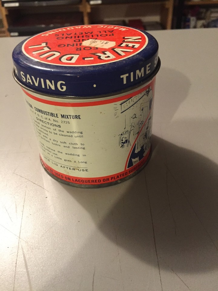 Vintage Advertising Can, Tin, Never-Dull, Wadding Polish, Silver ...