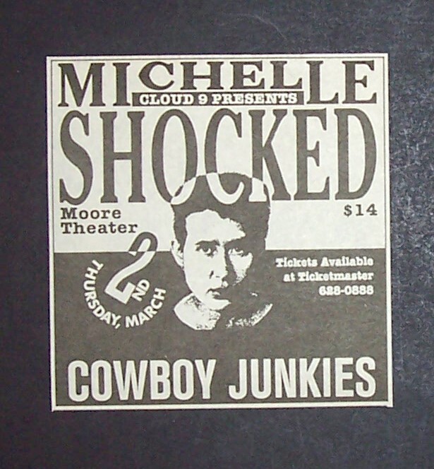 Michelle Shocked, Cowboy Junkies, Moore Theater Seattle 1989 Mini ...