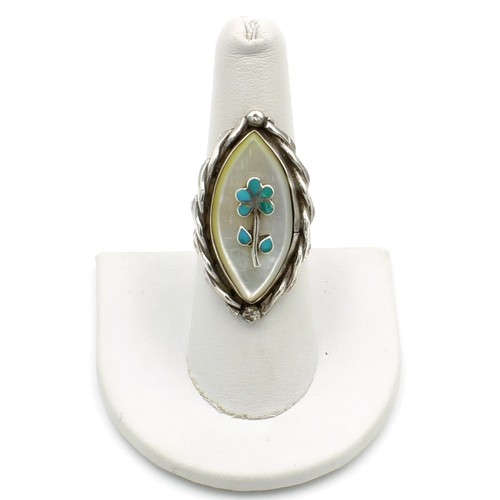 Southwest Signed Sterling Silver Turquoise Mother of Pearl Ring Lot of ...