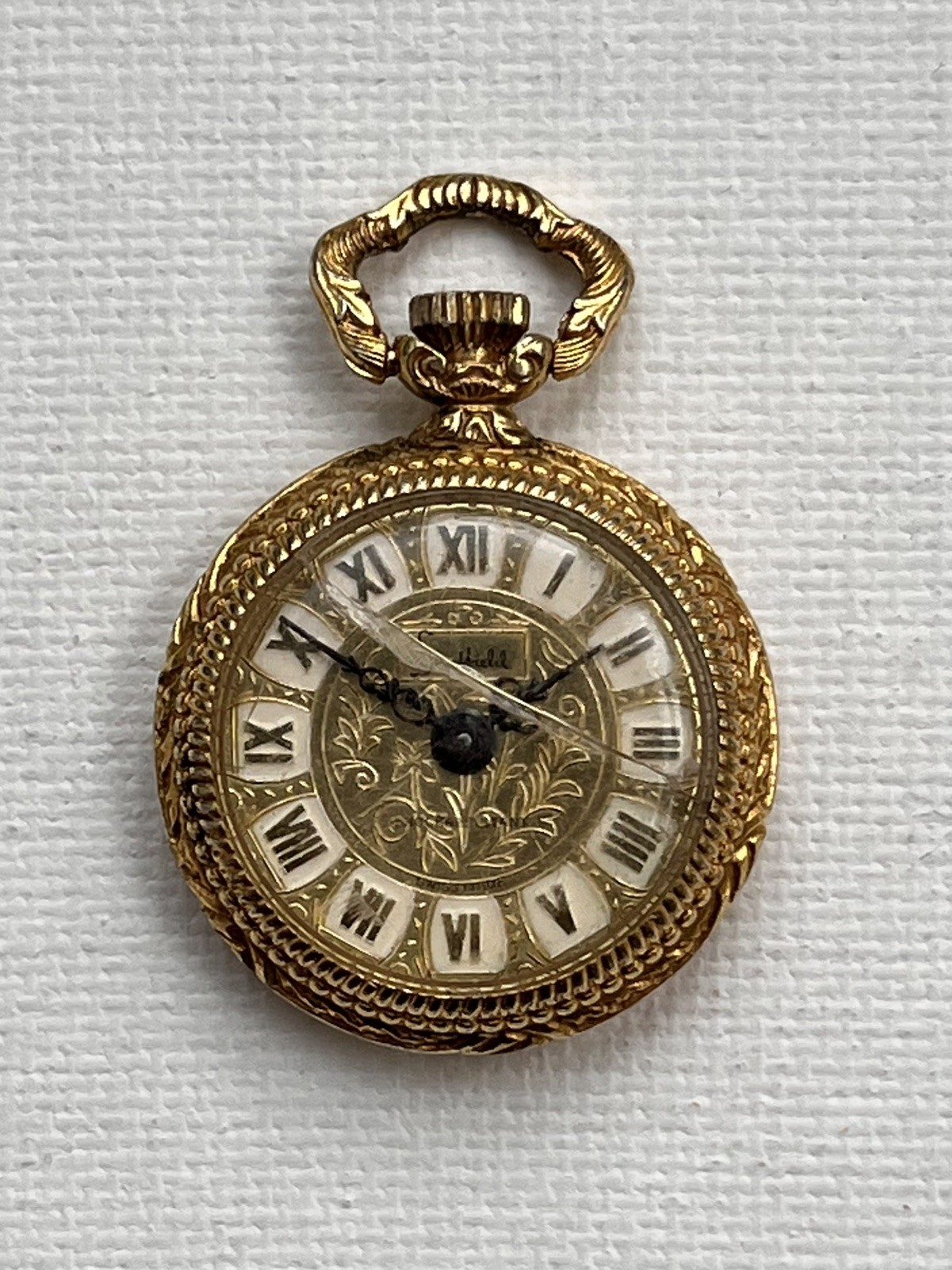 Vintage Sheffield Gold Tone Pocket Watch Pendant -Swiss Made - Manual ...