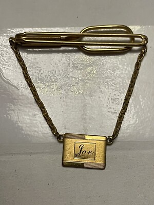 Vintage Swank Tie Bar Chain “Joe” Swank Gold Plated | eBay