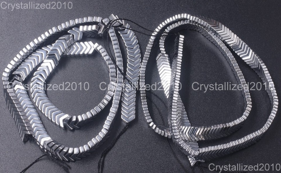 Natural Hematite Gemstone V Shape Arrowheaded Spacer Beads Metallic ...