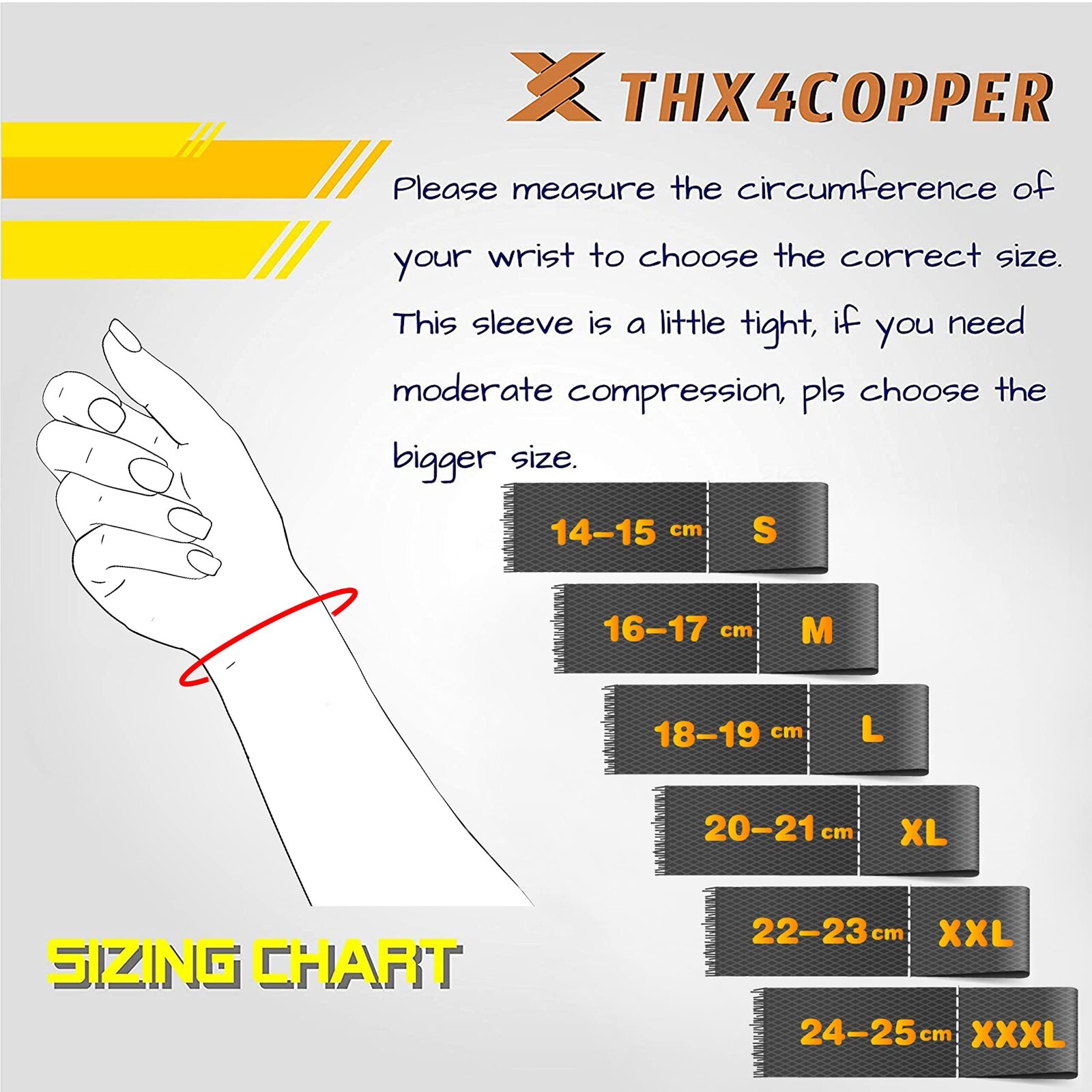 THX4COPPER Compression Wrist Sleeve - Copper Infused Small, Black | eBay