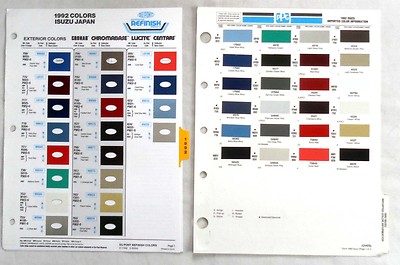 1992 ISUZU PPG AND DUPONT COLOR PAINT CHIP CHART ALL MODELS | eBay