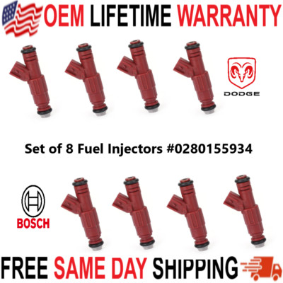 OEM Bosch set of 8 Fuel Injectors for 2000-2003 Dodge 3.9L V6 5.9L V8 ...