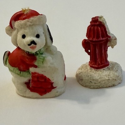 Vtg Santa Puppy Dog Fire Hydrant Mini Christmas Chimney Figure Figurine ...