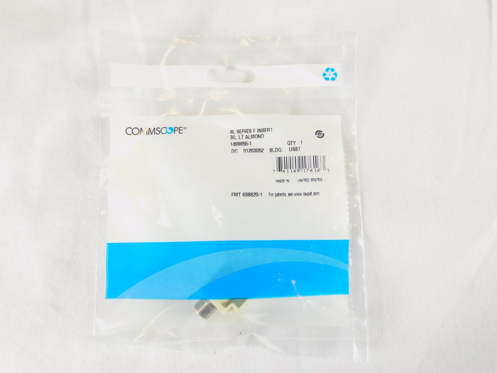 1499855-1 1-Port F-Type Insert CommScope SL Series Almond RoHS - LOT OF ...