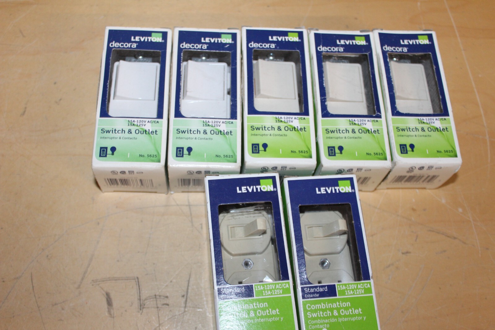 7 ~ Leviton T5625, 5225 Decora Combination Switch/ Different Colors ...