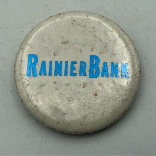 Rainier Bank Pinback Seattle Button Pin Badge Vintage Advertising 1-3/4 ...