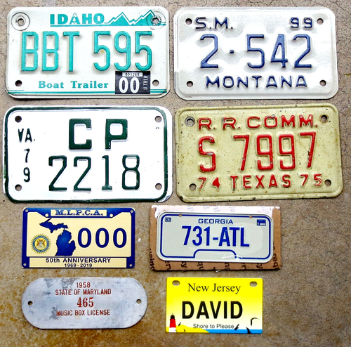 Eight Assorted Small License Plates Number Tag Plate Lot | eBay