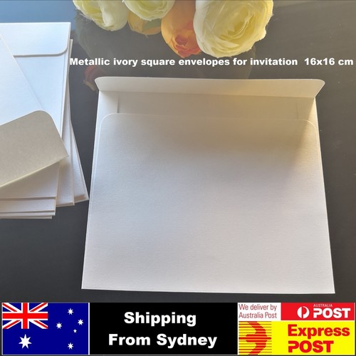 20 Metallic ivory square 16 x 16 cm envelopes for invitation 120 gsm ...