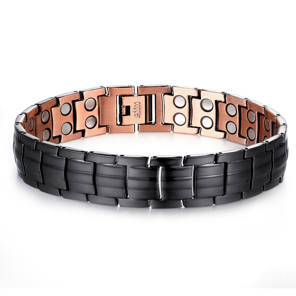 Pure Copper Neodymium Magnetic Therapy Bracelet Double Strong Men Women ...