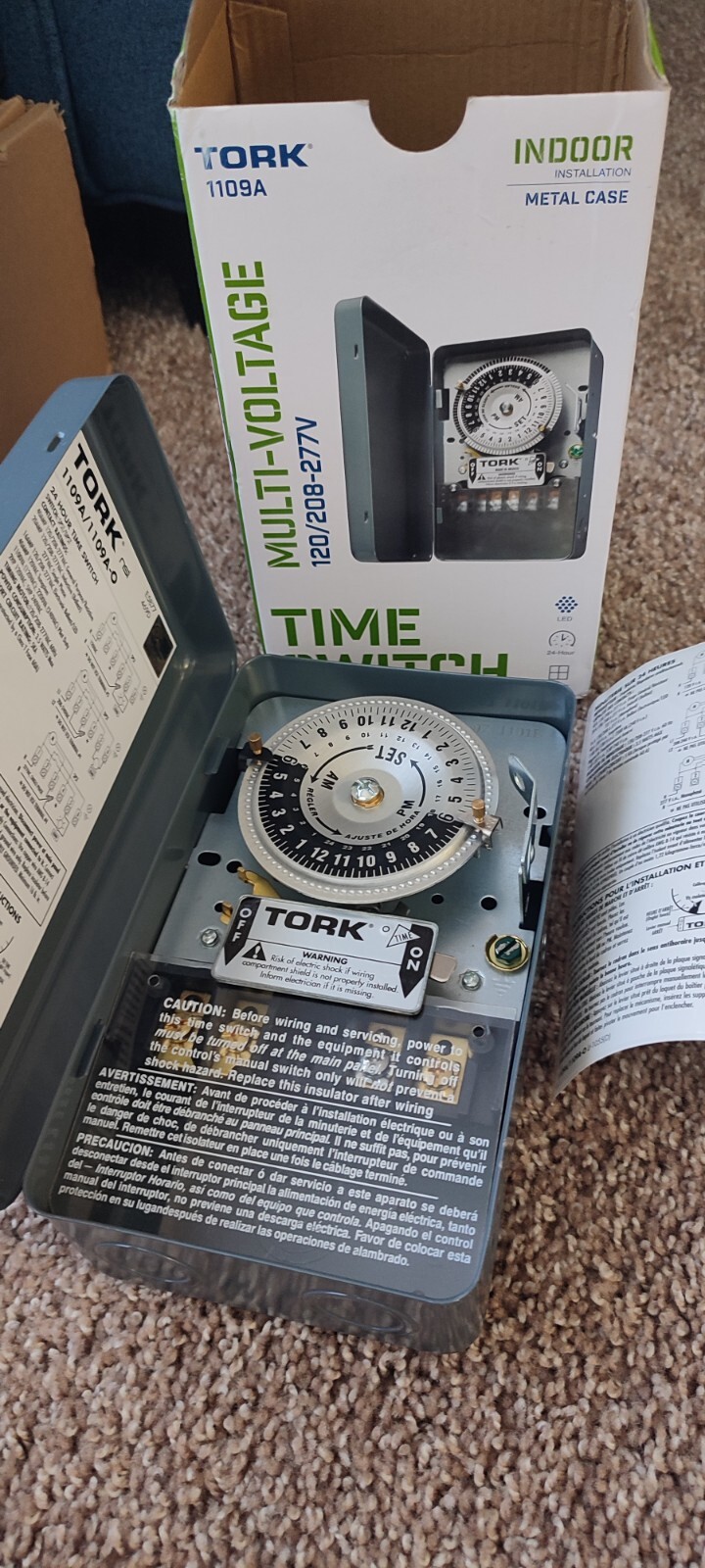 Tork 1109A-O 120-277V 40A Multi-Volt Mechanical Lighting Switch Timer ...