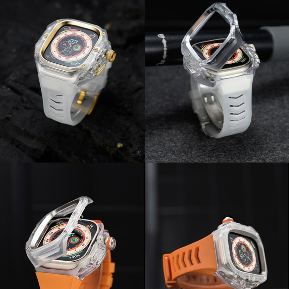 Luxury Transparent PC Case Band Strap Mod Kit For Apple Watch Ultra 3 2 ...