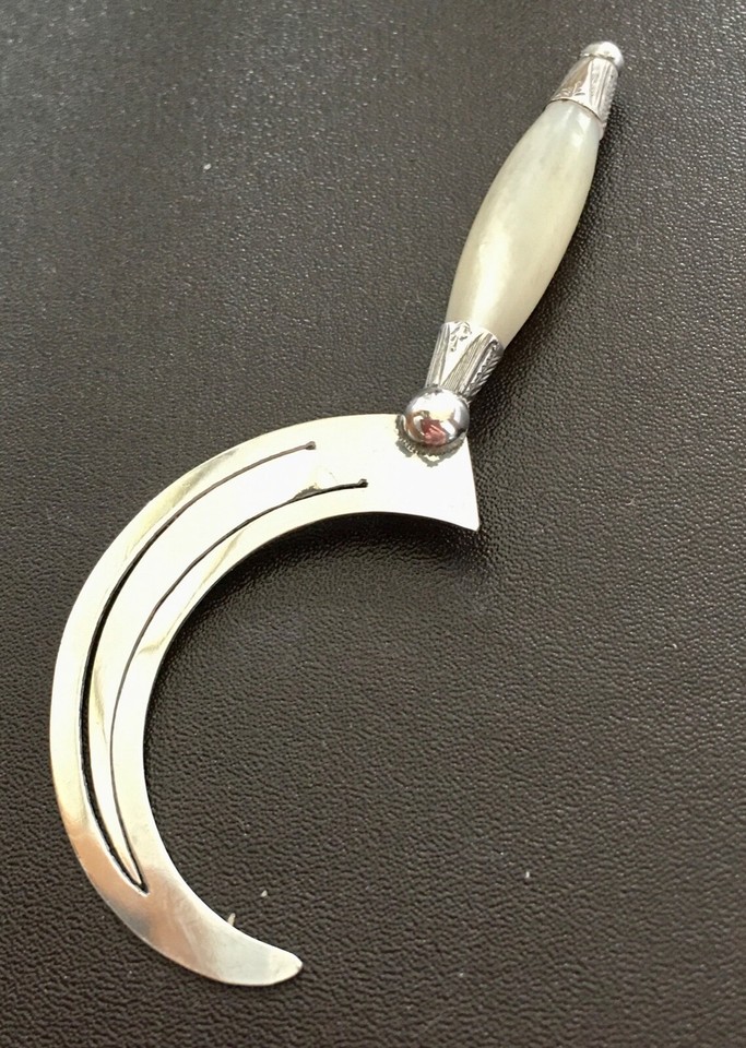 Victorian Silver And Mother Of Pearl Sickle Bookmark 1887 | eBay