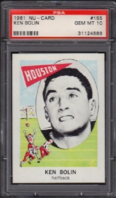 1961 Ken Bolin Nu-Card Football Card #155 Graded PSA 10 Gem Mint | eBay