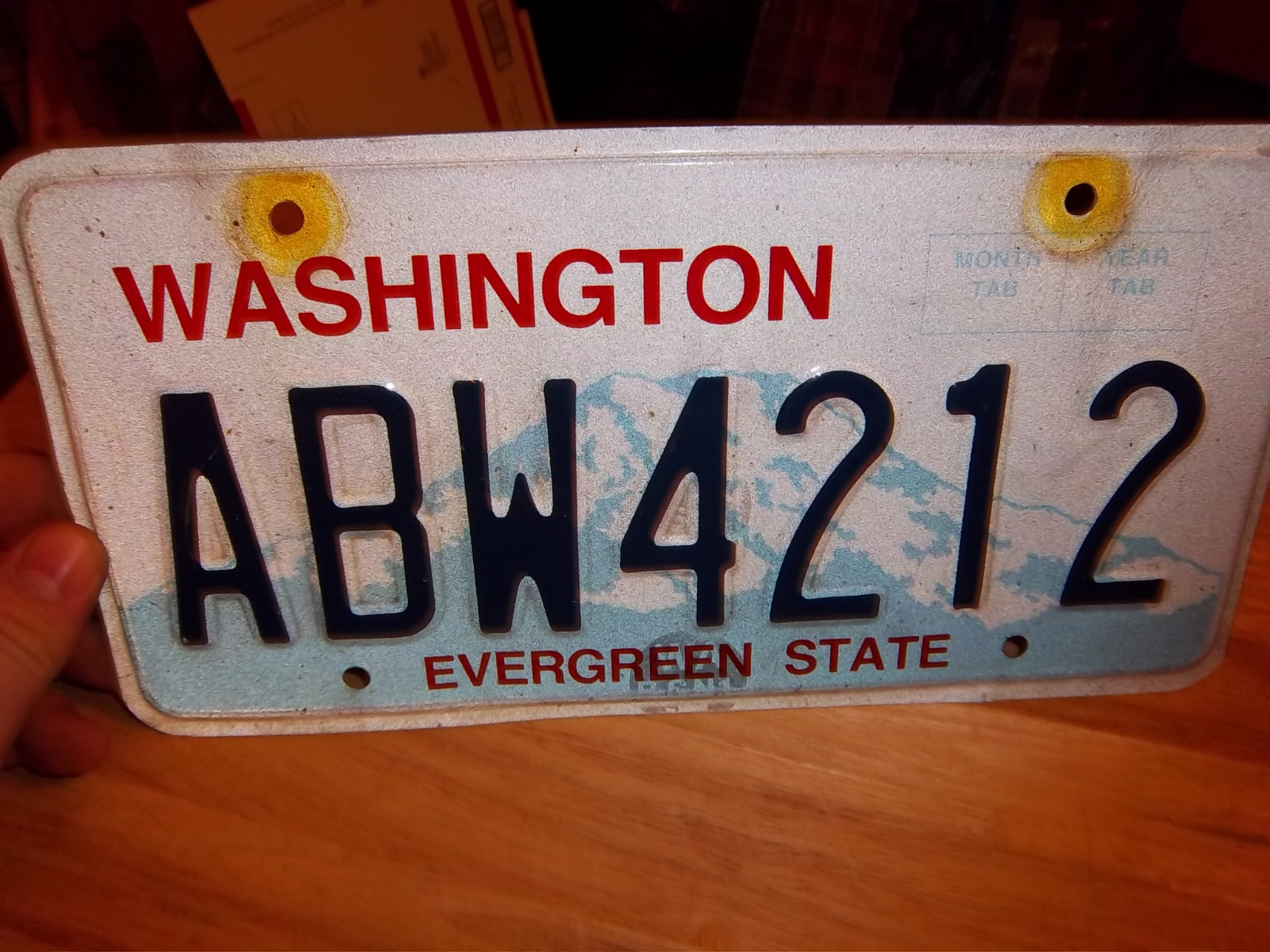 Washington license plate Evergreen State, 2000, ABW4212, cool hologram ...