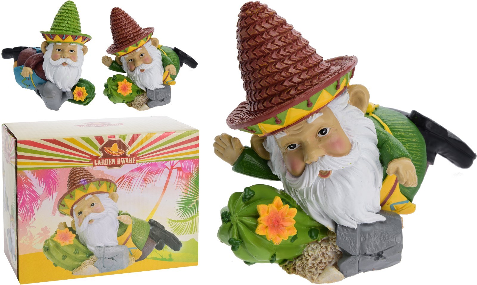 Funky 17cm Mexican Garden Gnome in Sombrero Summer Fun Garden Ornament ...