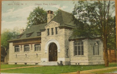 Walton, NY 1910 Postcard: Ogden Free Library Building - New York | eBay