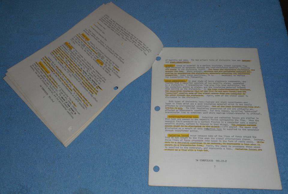 1979 US Air Force Technical Training Study Guide Transmission Lines ...