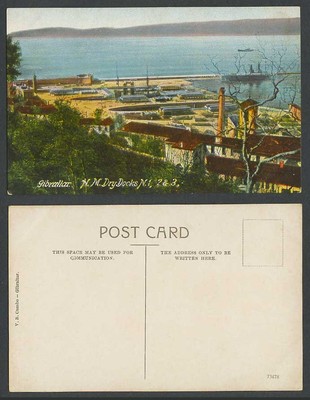 Gibraltar Old Postcard H.M. DRY DOCKS No. 1, 2 and 3, Steamer Steam ...