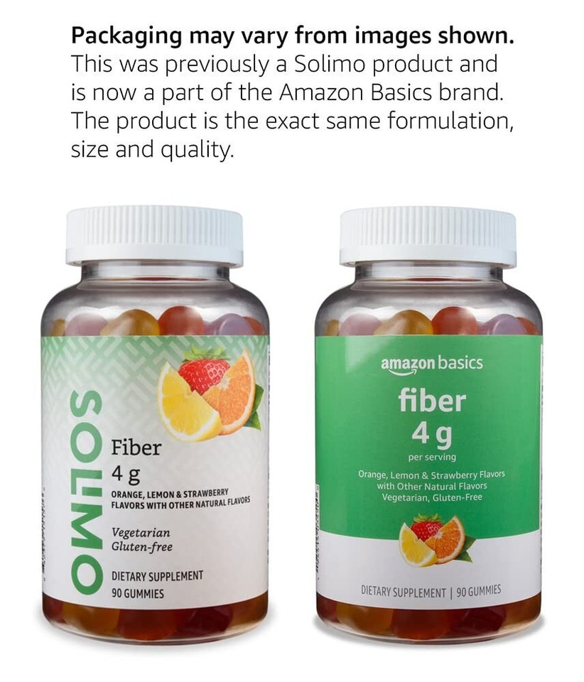 Amazon Basics (previously Solimo) Fiber 4g Gummy - Digestive Health ...