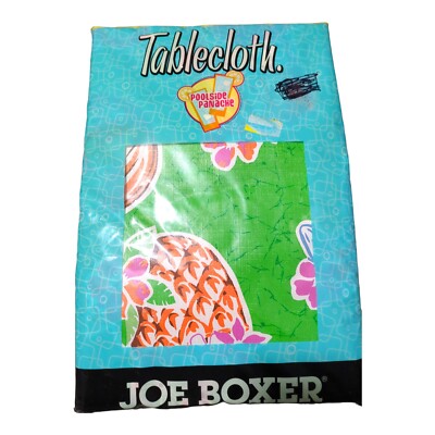 VTG 2003 Joe Boxer Green Vinyl Tiki Pina Coladas Tablecloth 52x70 Oval ...