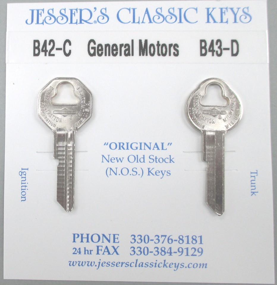 Original 1968 GM Cadillac Keys B-42-C B-43-D NOS Key Set '68 Caddy | eBay