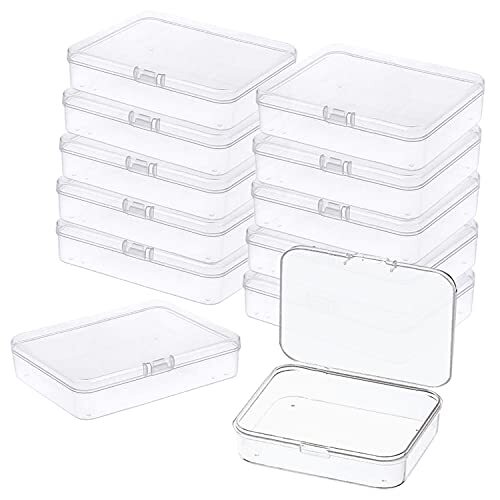 12Pcs Small Clear Plastic Storage Containers Box w Lid for Organizing ...