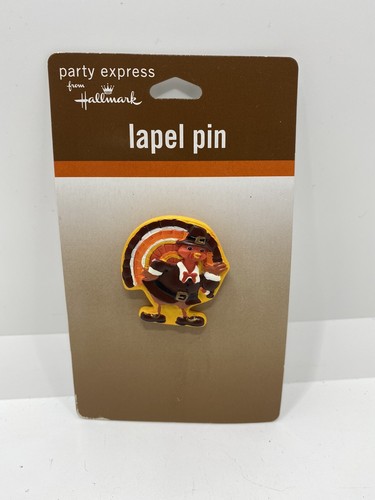 New Hallmark Party Express Thanksgiving Pilgrim Turkey Lapel Pin On ...