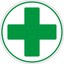 FIRST AID CROSS Circle health and safety signs Sticker green cross x6 ...
