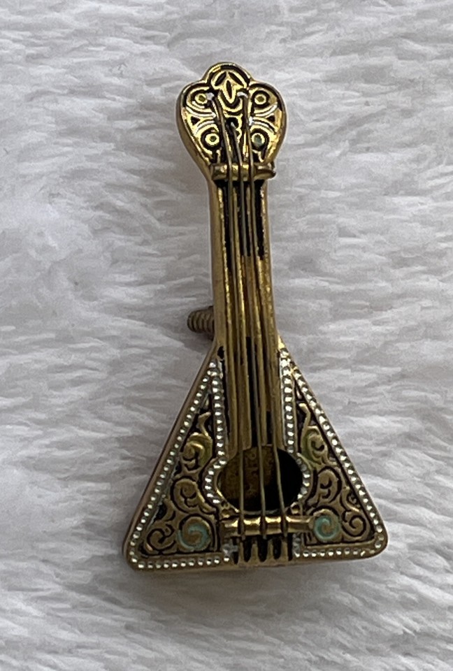 Vintage Damascene Mandolin Guitar Spain Signed Brooch Pin | eBay