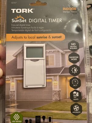 Tork SunSet In-Wall Indoor Digital Lighting Timer, RZ307 (16-Amps 120 ...