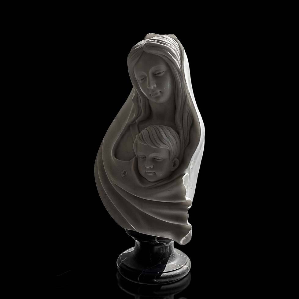 Sculpture Holy Madonna With Child White Marble Holy Sculpture H.53cm | eBay