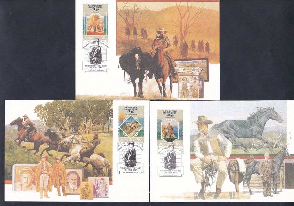 1987 THE MAN FROM SNOWY RIVER BANJO PATTERSON DECIMAL STAMP MAXICARD ...