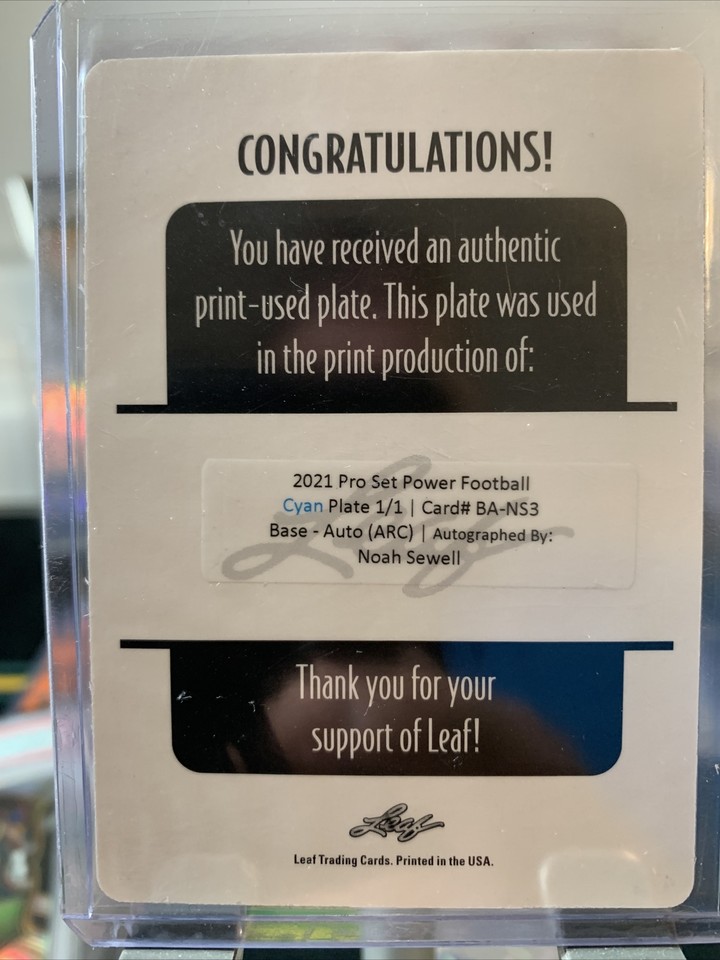 2021 Proset Power Noah Sewell 1/1 Printing Plate Autograph | eBay