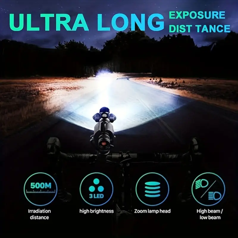 USB Rechargeable LED Bike Lights Bicycle Torch Front & Rear Lamp Set ...