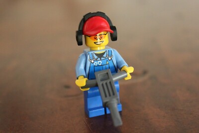 LEGO Minifig Minifigure Construction worker tradesman jackhammer tool ...
