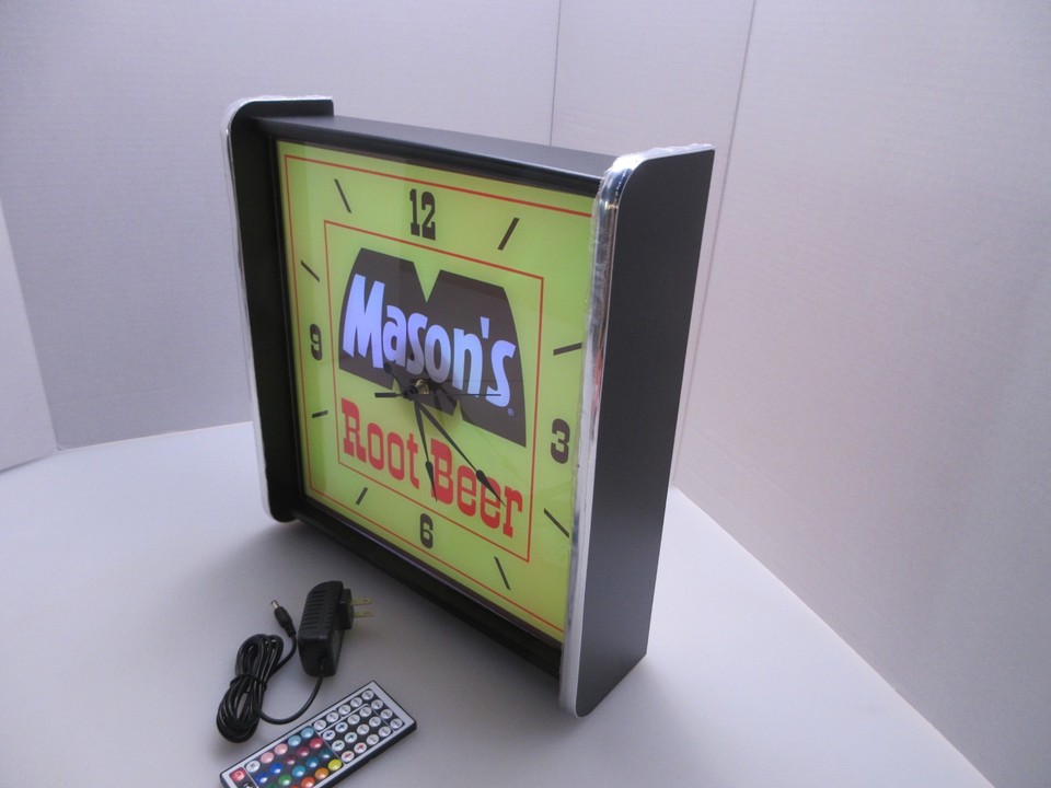 Masons Root Beer LED light up Advertising wall clock Brand New | eBay