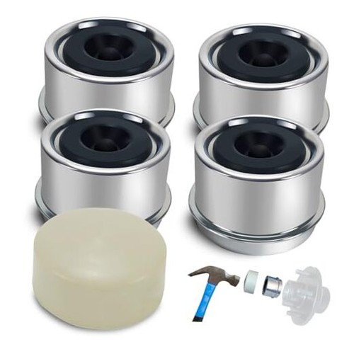 1.98" Trailer Hub Caps () with Rubber Plugs & Installation Tool Snug ...