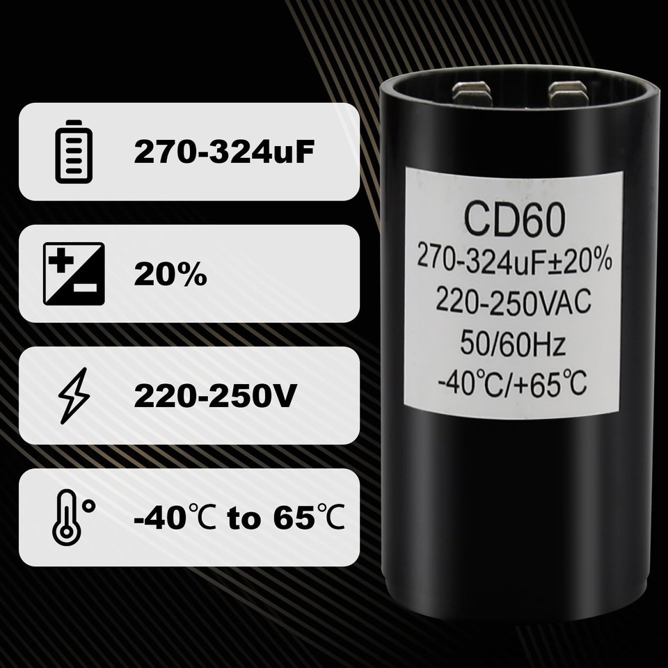 270-324 Mfd uF 220-250VAC Round Motor Start Capacitor, 50/60 Hz AC ...