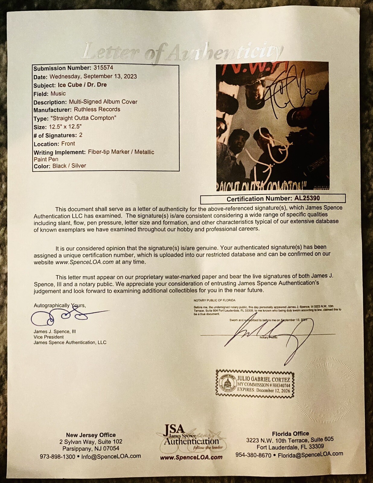 DR DRE ICE CUBE Signed N.W.A NWA STRAIGHT OUTTA COMPTON Album Vinyl LP ...