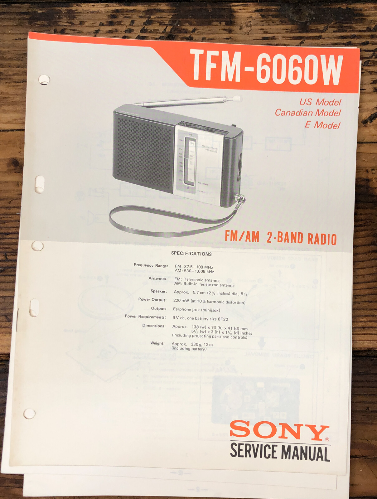Sony TFM-6060W Radio Service Manual *Original* | eBay