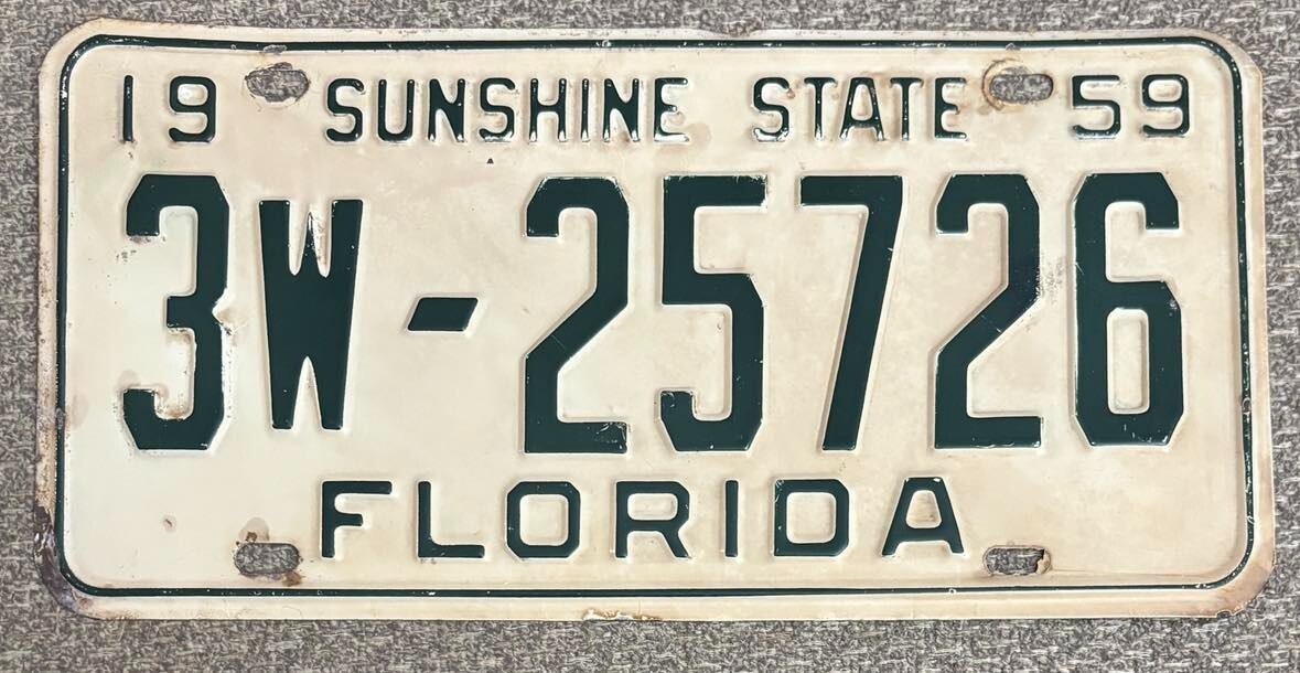 Florida 1959 HILLSBOROUGH COUNTY License Plate # 3W-25726 | eBay