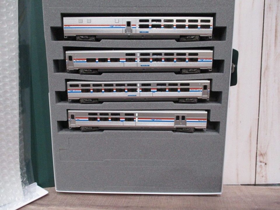 KATO N SCALE AMTRAK VIEWLINER 4 CAR SET W/CASE & LIGHTS!-2024 RELEASE ...