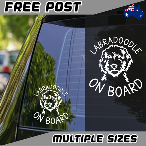 Labradoodle On Board Sticker Car Decal Window Poodle Labrador Puppy Paw ...